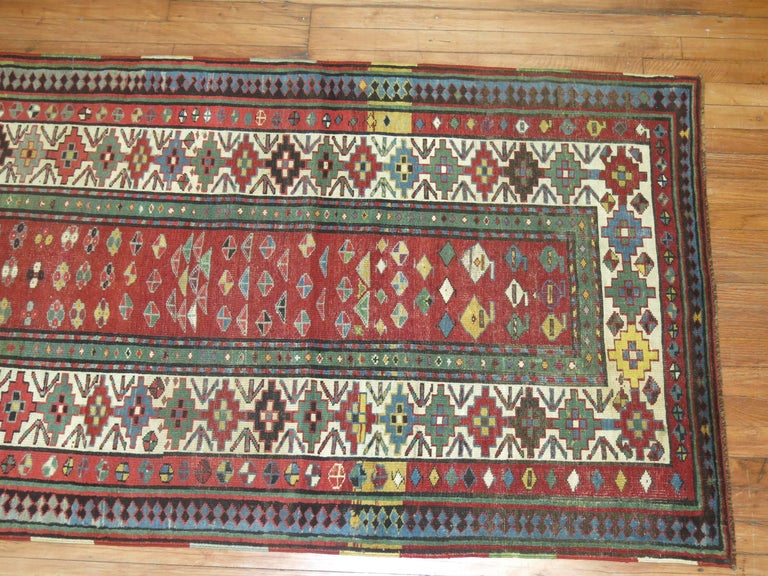 Rustic 19th Century Caucasian Talish Runner For Sale at 1stDibs