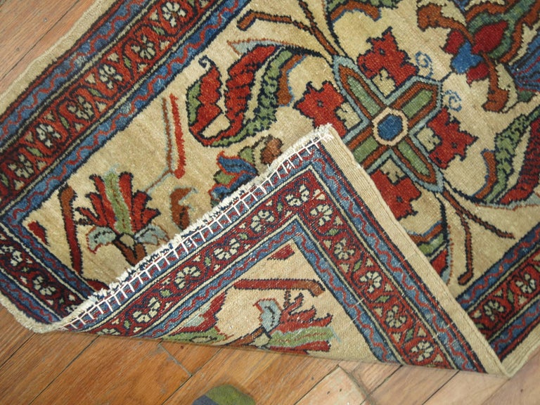 Traditonal Early 20th Century Ivory Ground Antique Persian Throw Rug ...