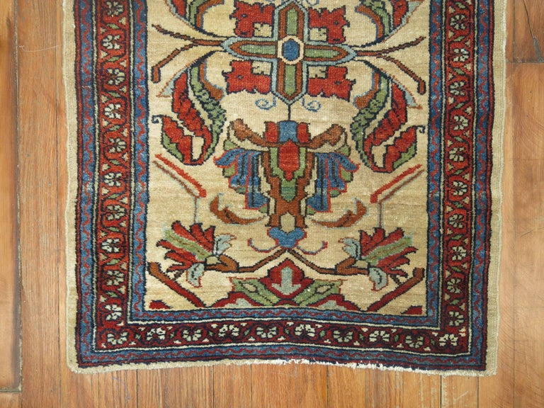 Traditonal Early 20th Century Ivory Ground Antique Persian Throw Rug ...