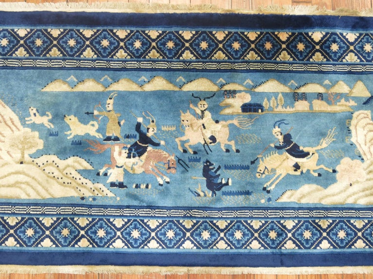 Vintage Chinese Peking Pictorial Hunting Rug at 1stDibs