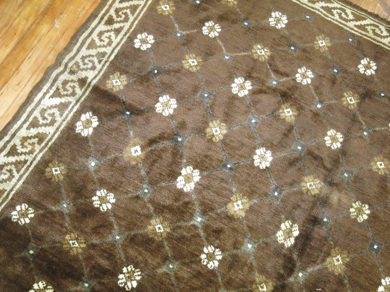 Chocolate Brown Vintage Turkish Rug For Sale at 1stDibs