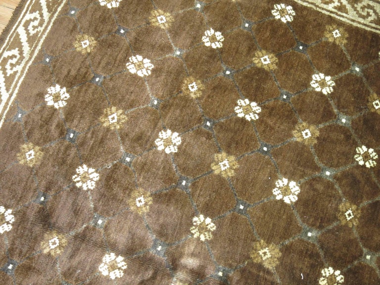Chocolate Brown Vintage Turkish Rug For Sale at 1stDibs