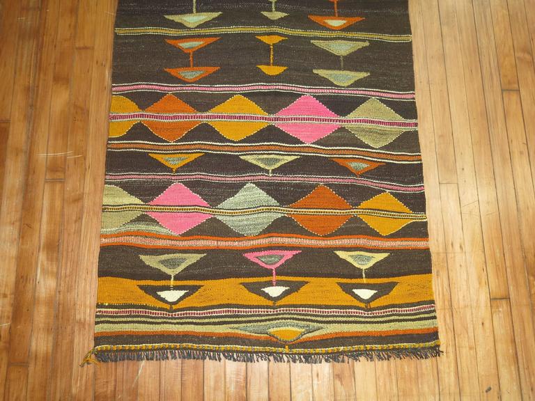 Vintage Nomadic Style Turkish Kilim Flat-Weave at 1stDibs