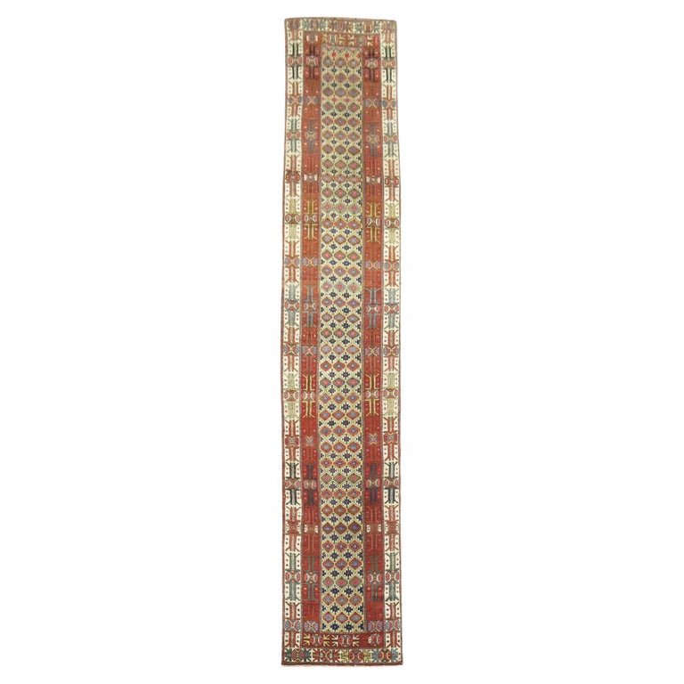20th Century Tribal Geometric Antique Persian Kurdish Runner For Sale ...