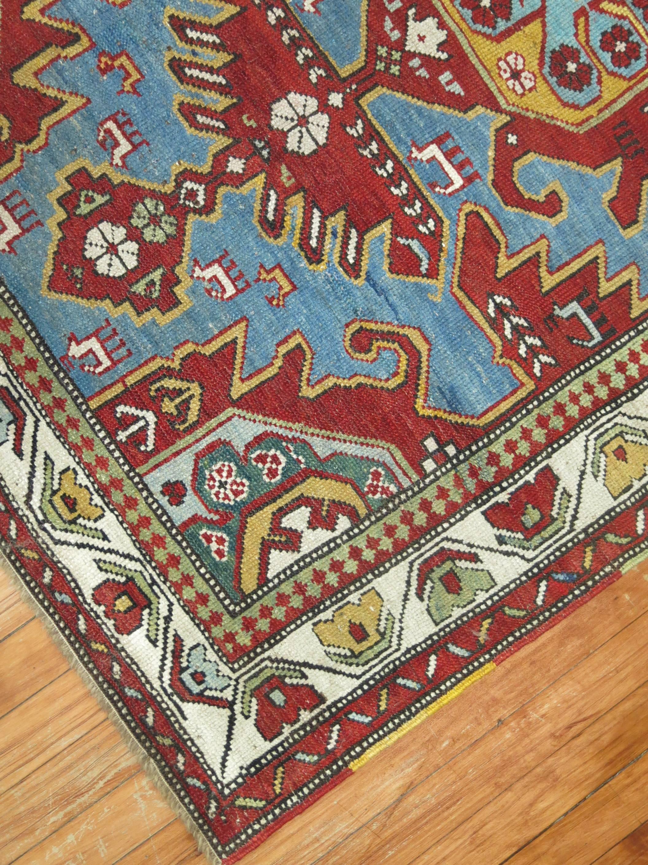 Sky Blue Antique Caucasian Rug at 1stDibs | antique caucasian rugs