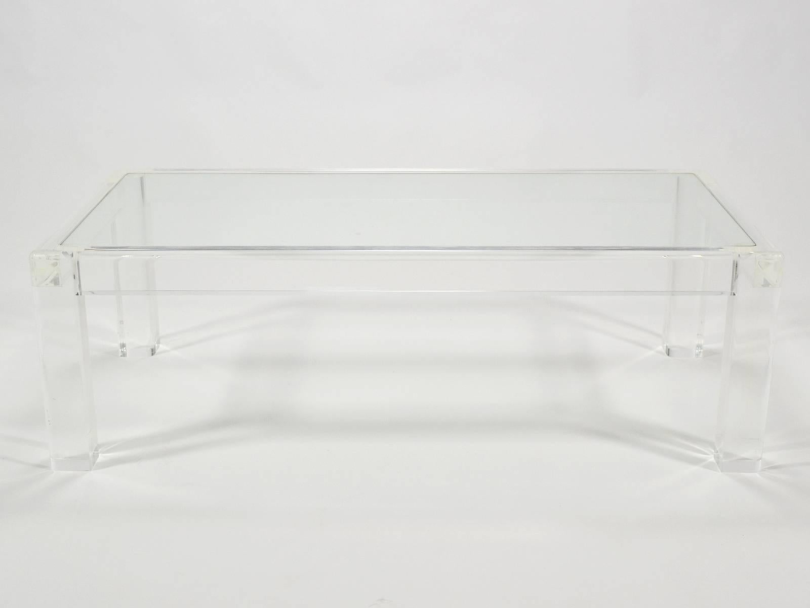 Elegant Lucite and Glass Coffee Table at 1stDibs | lucite glass
