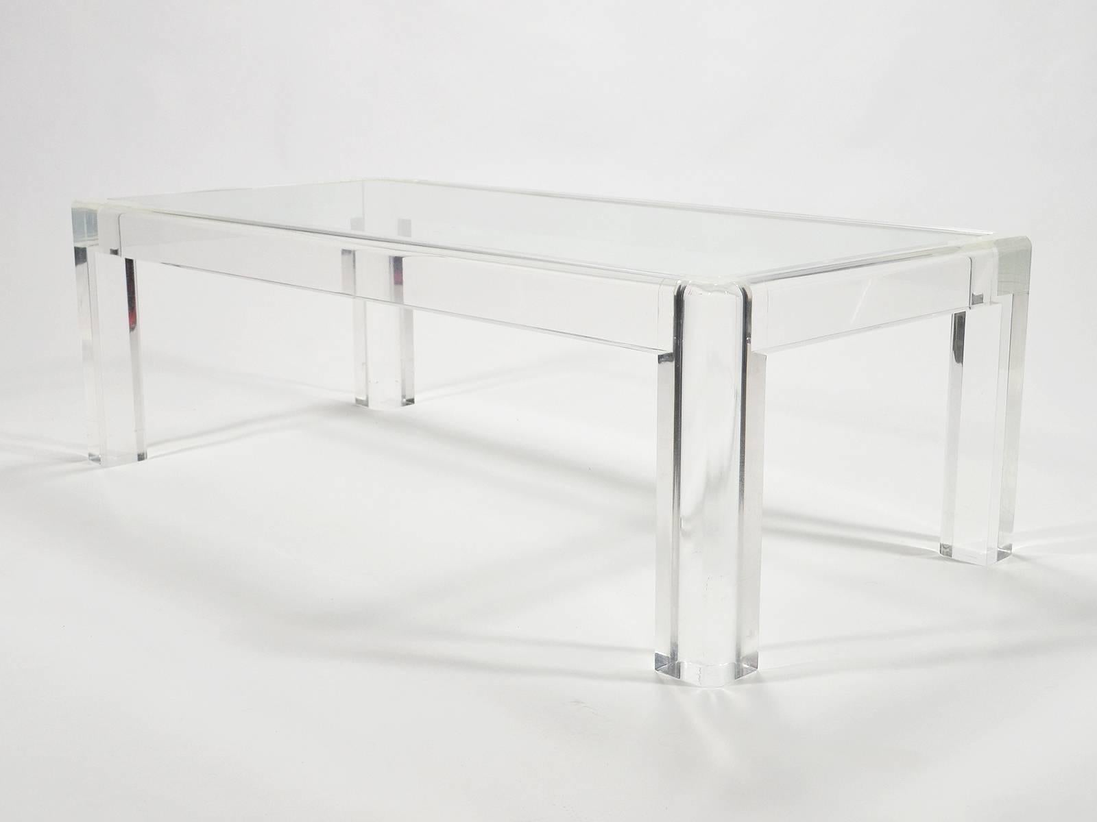 Elegant Lucite and Glass Coffee Table at 1stDibs | lucite glass