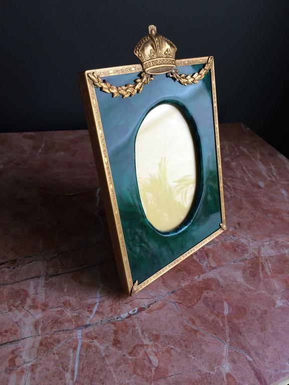 Antique Bronze Doré and Malachite Picture Frame at 1stDibs
