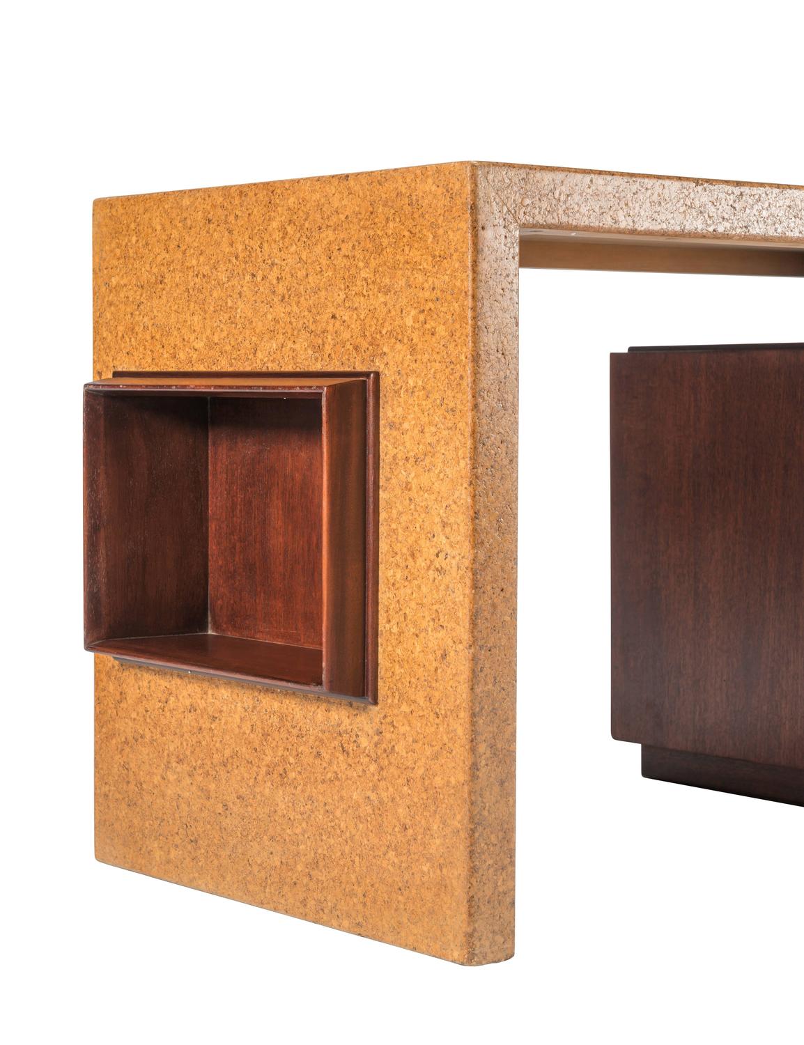 Rare Cork and Mahogany Desk by Paul Frankl For Sale at 1stdibs