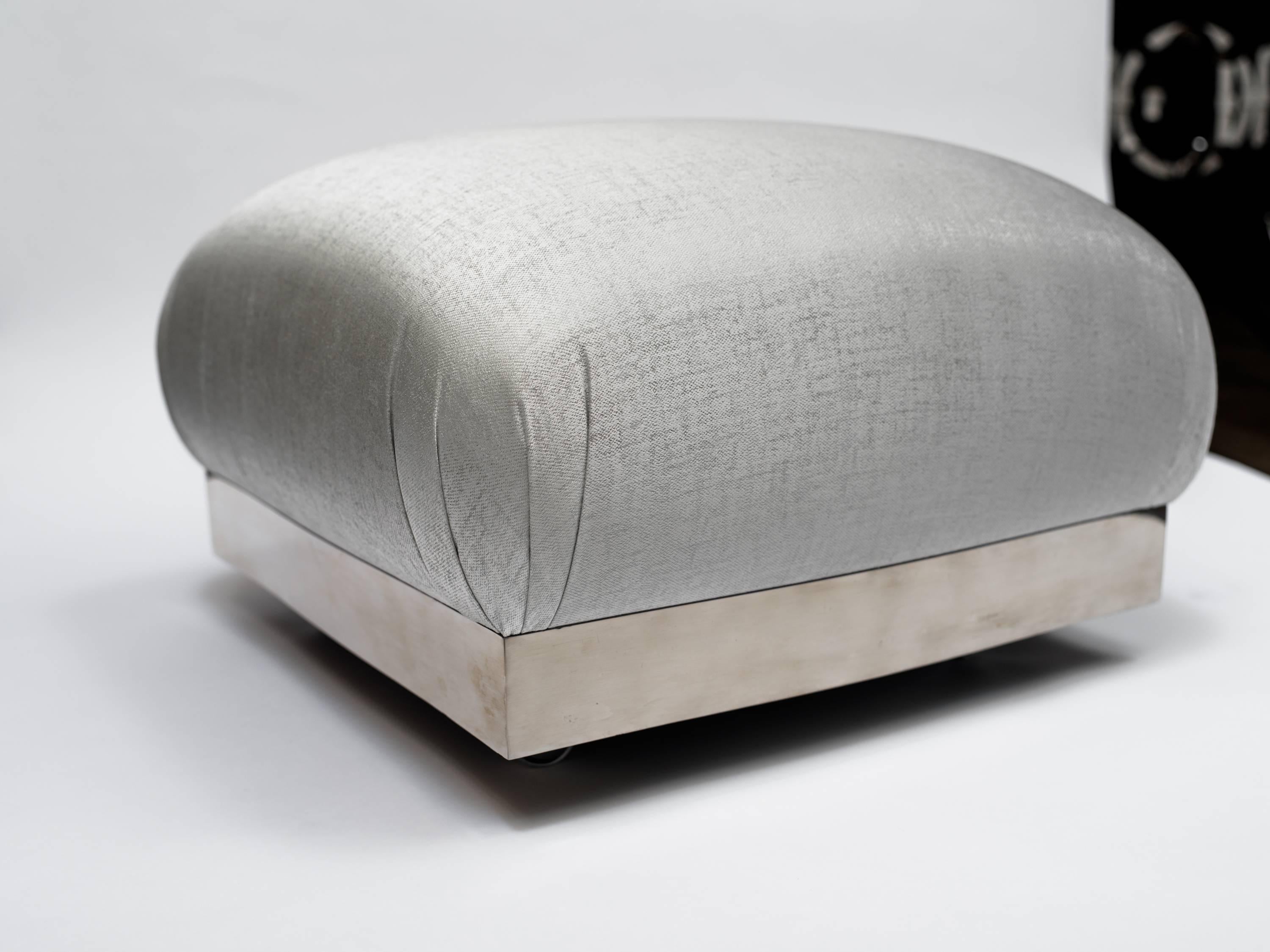 Karl Springer Style Oversized Ottoman or Pouf with Soufflé Design at ...