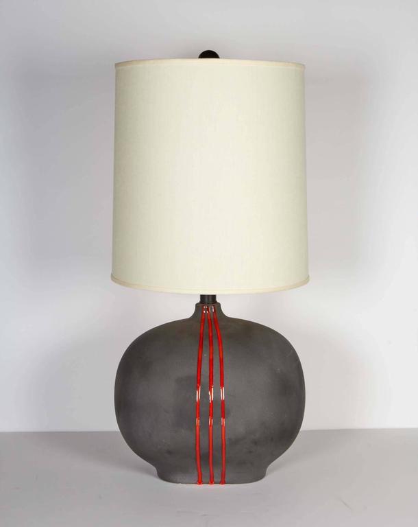 Extraordinary Pair of Mid-Century Pottery Lamps with Amorphous Design ...