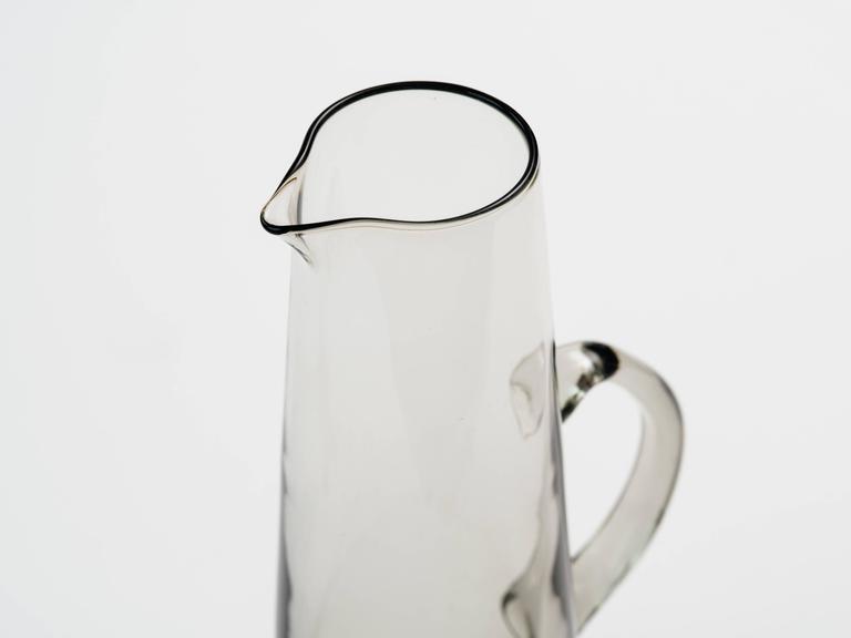 Scandinavian Modern Smoked Glass Beaker Vase and Barware Pitcher at 1stDibs