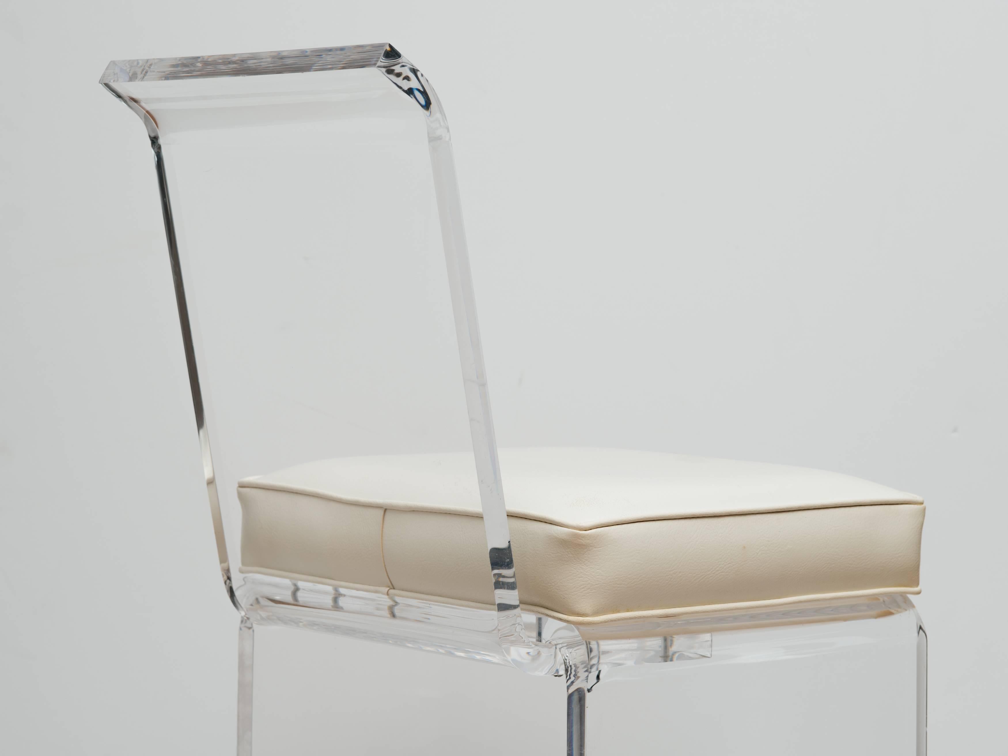 Mid-Century Lucite Vanity Stool with Full Back Design Includes (COM) at ...