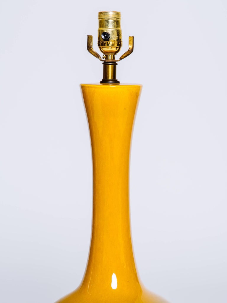 Pair of Mid-Century Modern Ceramic Long Neck Lamps at 1stDibs