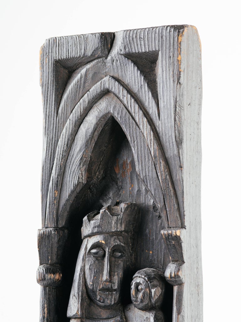 Victorian Gothic Wood Carving of Madonna and Child For Sale at 1stDibs