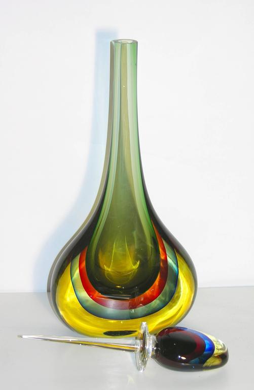 Formia Modern Italian Red Blue Yellow and Green Murano Glass Monumental ...