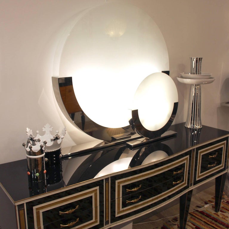 Giannella Ventura Italian Monumental Design White Chrome Modern Round ...