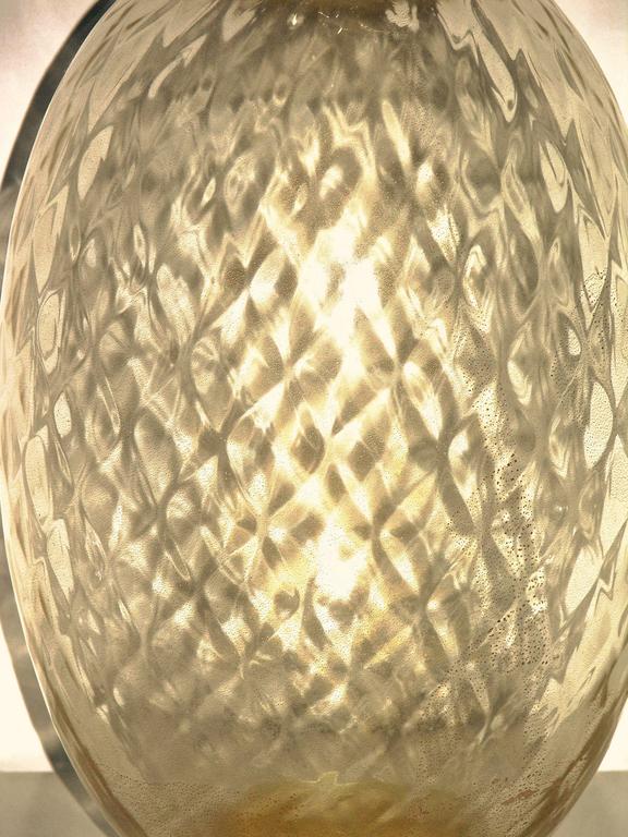 Seguso Italian Scaled Set of Two Gold Pineapples in Blown Murano Glass ...