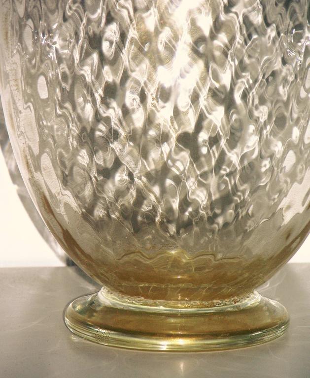 Seguso Italian Scaled Set of Two Gold Pineapples in Blown Murano Glass ...