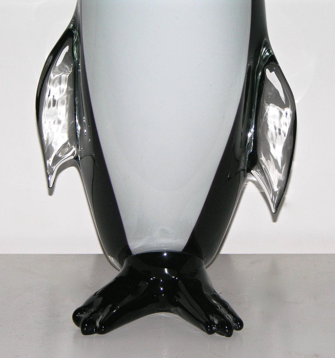 Formia 1990s Rare Large Size Set of Three Murano Glass Penguins at 1stdibs