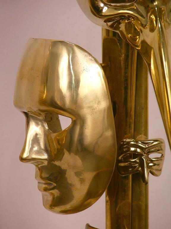 One-of-a-Kind Italian Pair of Carnival Lamps Decorated with Cast Bronze ...