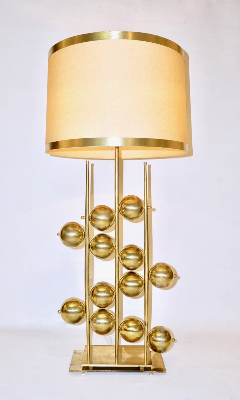 Italian Contemporary Fine Design Pair of Organic Gold Brass Lamps with ...