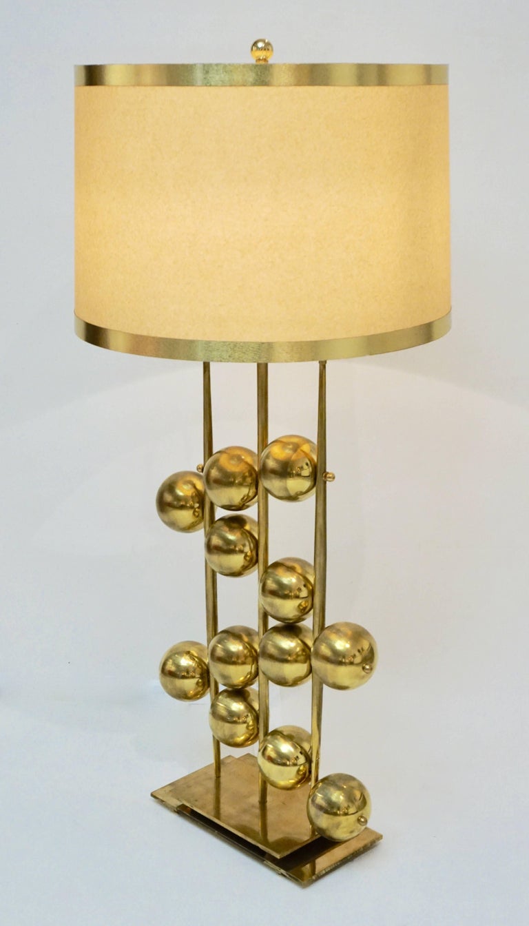 Italian Contemporary Fine Design Pair of Organic Gold Brass Lamps with ...