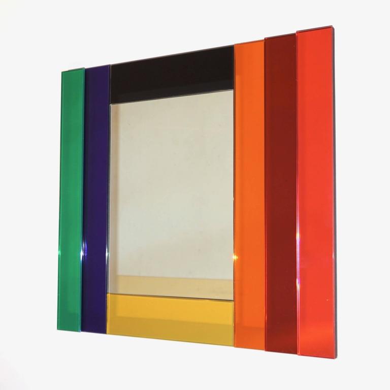 Ettore Sottsass for Glas Italia Geometric Mirror in Red Orange Yellow ...
