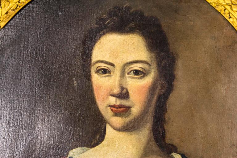 18th Century Portrait of a Young Woman in Oval Frame, English School ...