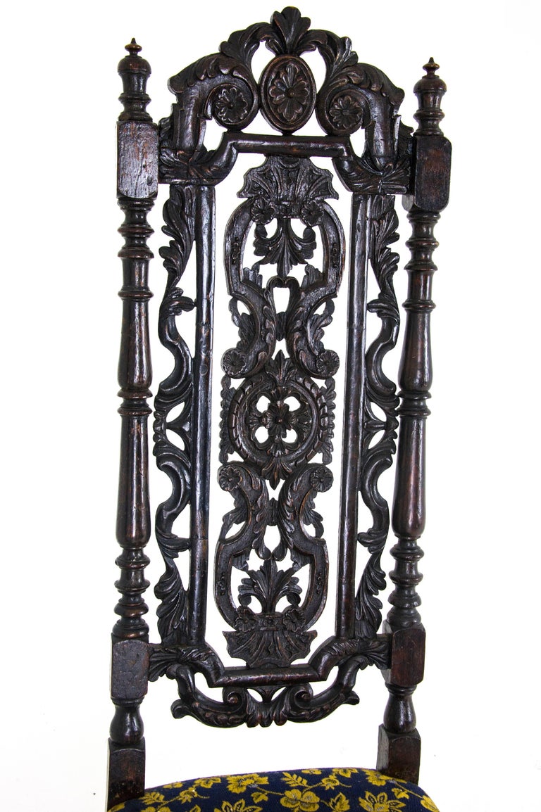 Antique Carved Chairs, Carolean, Upholstered, High Back, Scotland, 1870 ...