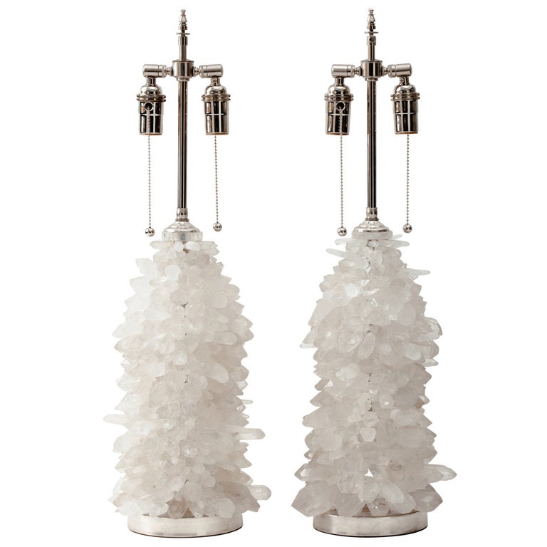 Pair of Rock Crystal Cluster Lamps at 1stDibs