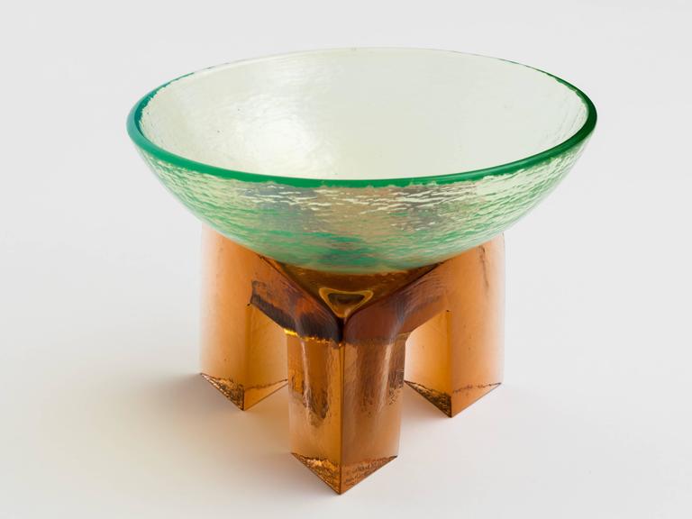 Memphis Style Art Glass Elemental Bowl Sculpture at 1stDibs