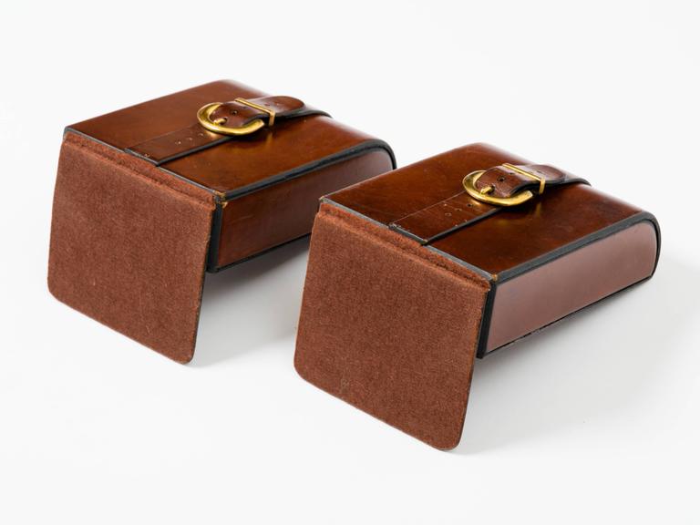 Equestrian Leather and Brass Buckle Bookends at 1stDibs | leather ...
