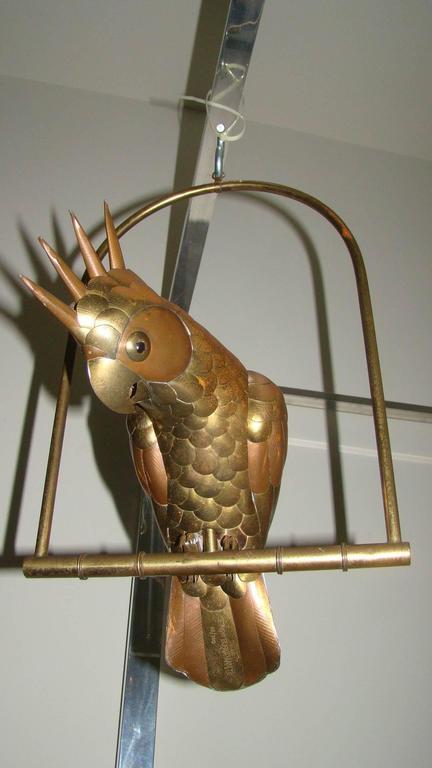 Sergio Bustamante Mixed Metal Brass Cockatoo Parrot Hanging Sculpture ...