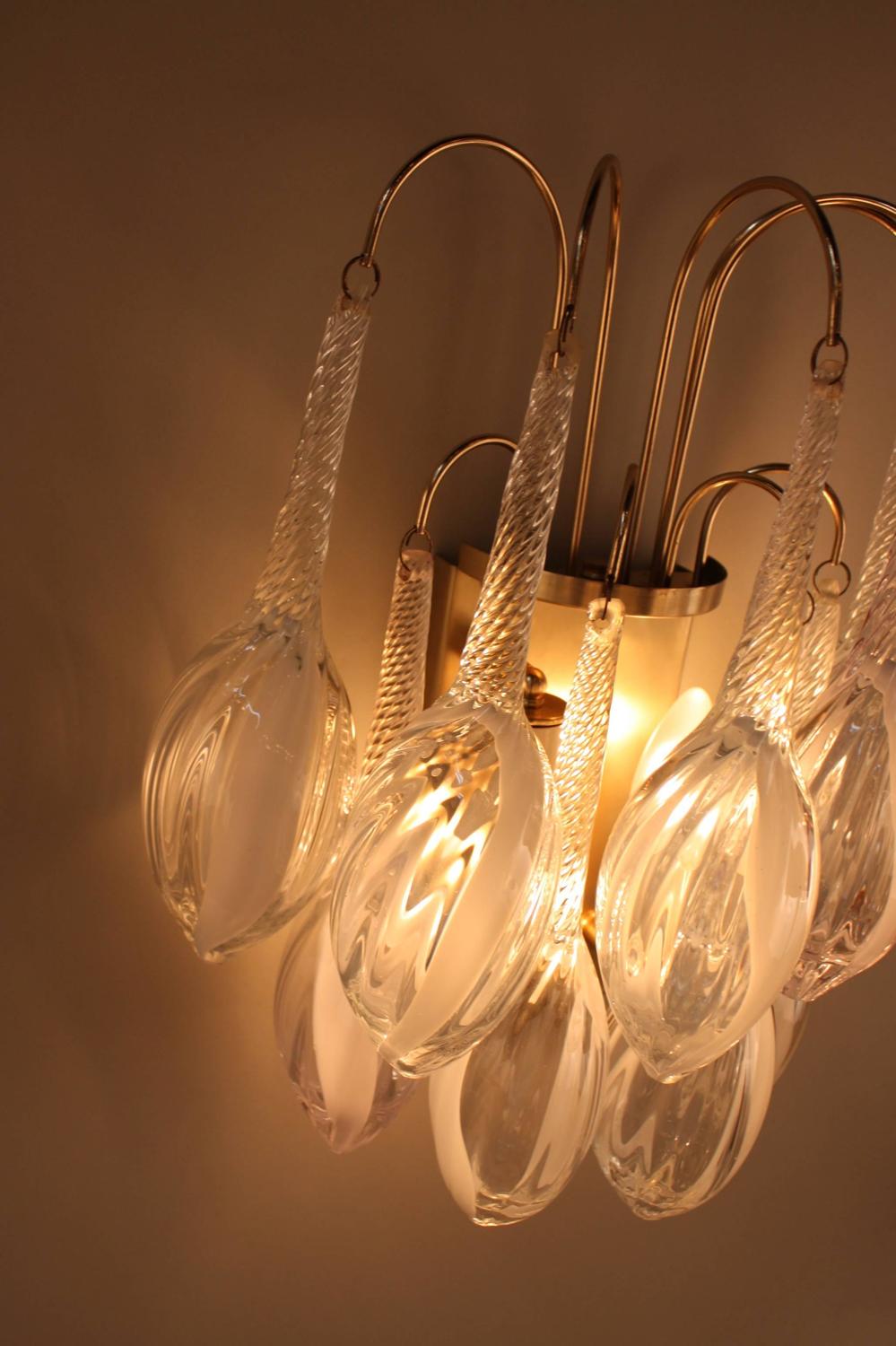 Pair of Italian Large Tear Drop Blown Glass Wall Sconces at 1stdibs