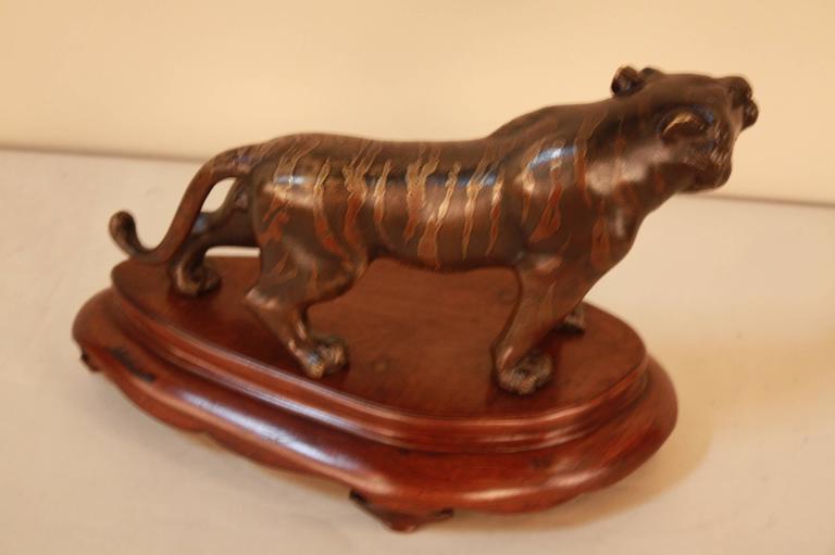 Japanese Meiji Bronze Tiger Sculpture at 1stDibs