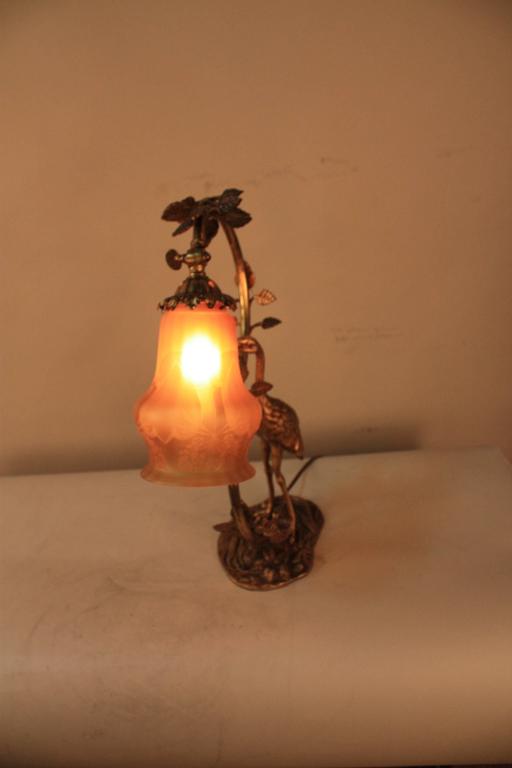 Art Nouveau Bronze Stork Table Lamp at 1stDibs