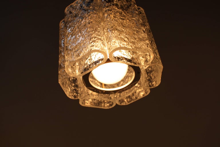 Set of Three Textured Glass Pendant Lights by Doria at 1stDibs ...