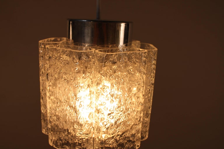 Set of Three Textured Glass Pendant Lights by Doria at 1stDibs ...