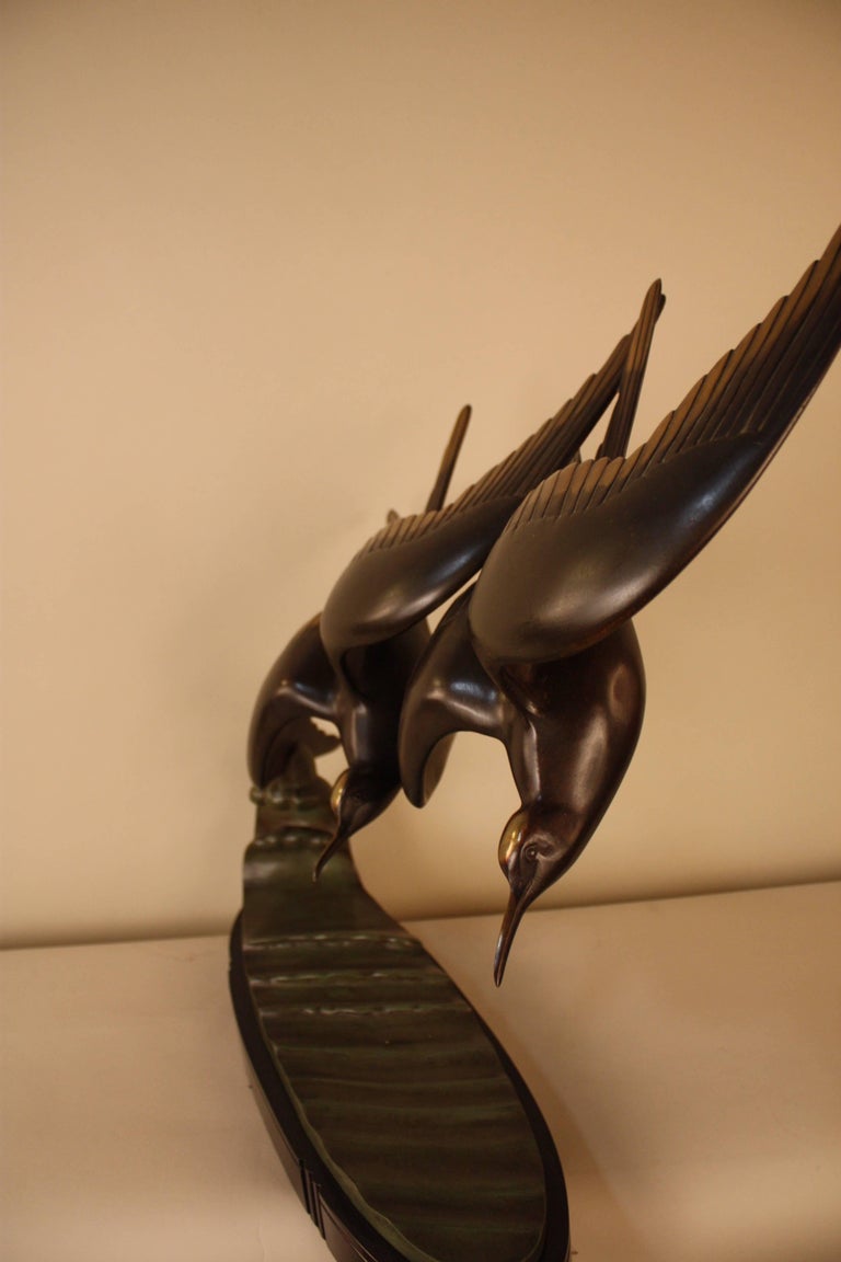 French Art Deco Bronze Bird in Flying Motion Sculpture at 1stDibs ...