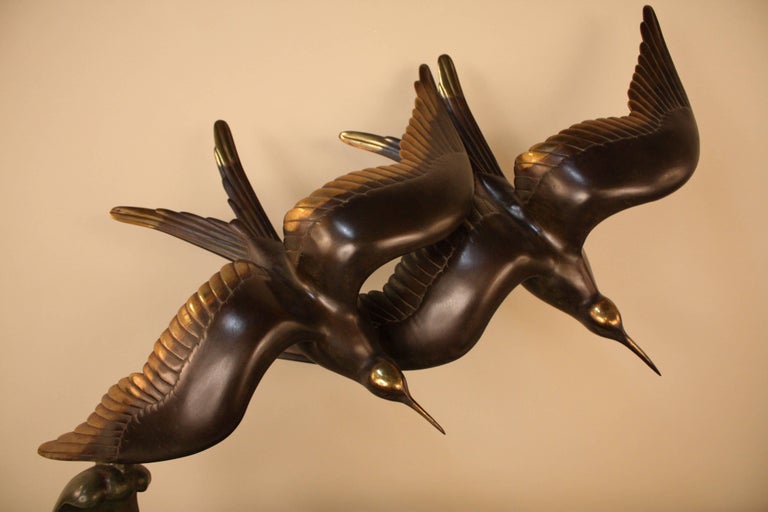 French Art Deco Bronze Bird in Flying Motion Sculpture at 1stDibs ...