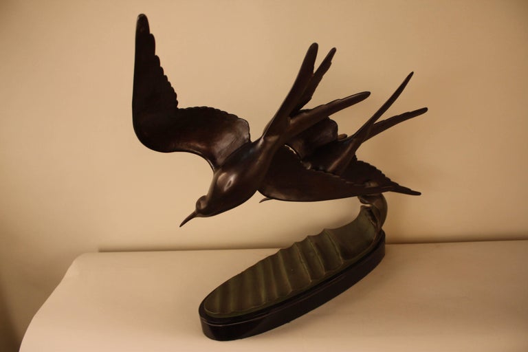 French Art Deco Bronze Bird in Flying Motion Sculpture at 1stDibs ...