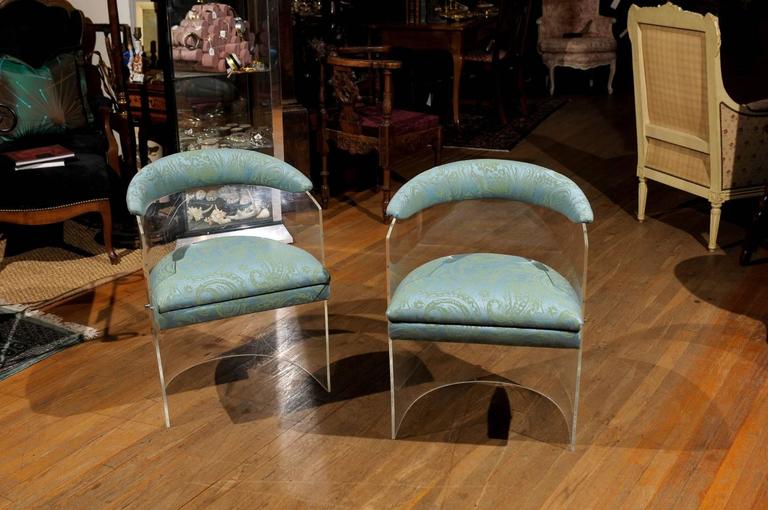Pair of Lucite Barrel Back Chairs at 1stDibs