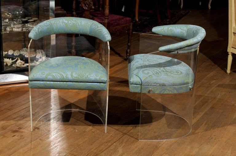 Pair of Lucite Barrel Back Chairs at 1stDibs
