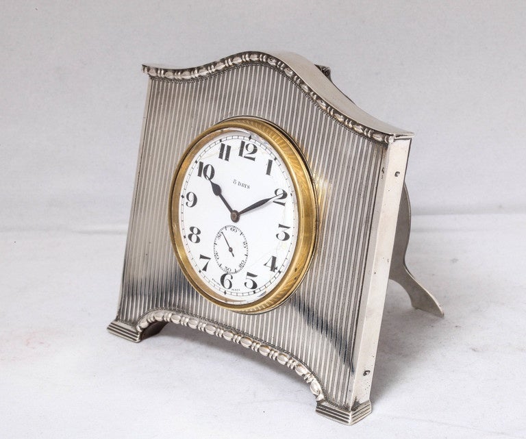 Art Deco Sterling Silver Footed Table Clock at 1stDibs