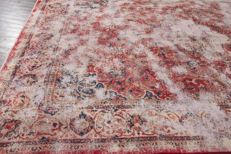 Lovely Nice Vintage Distressed Overdyed Rug For Sale at 1stDibs