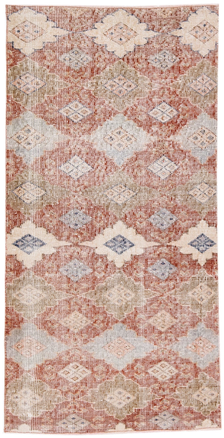 Floral Hanmdade Vintage Turkish Scatter Wool Rug In Rust For Sale at ...