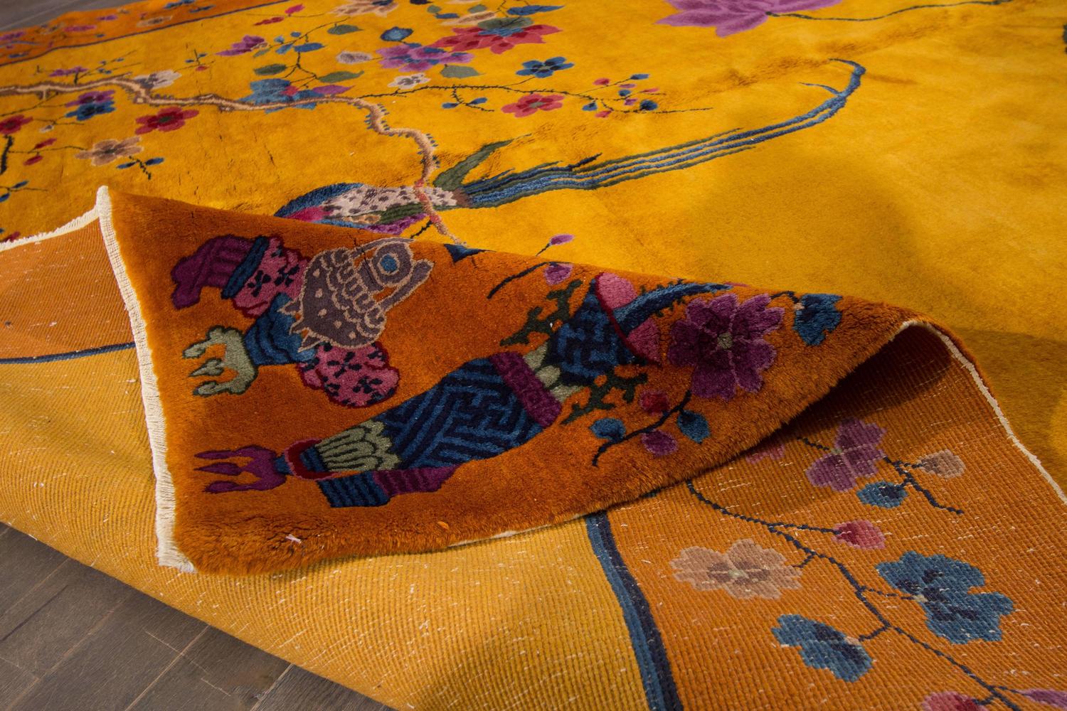 Yellow Chinese Art Deco Rug at 1stdibs