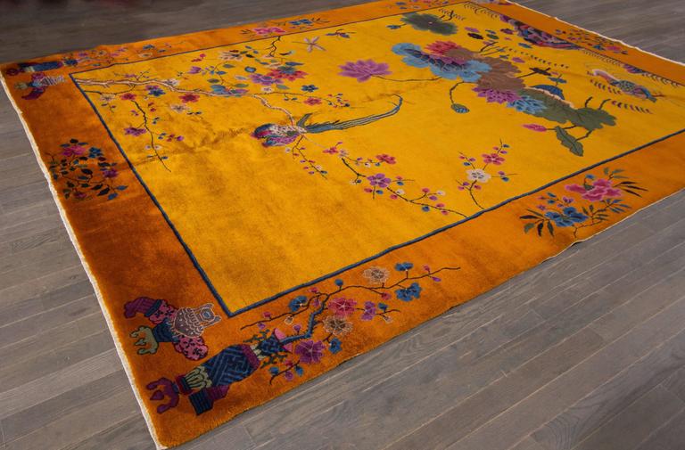 Yellow Chinese Art Deco Rug at 1stDibs