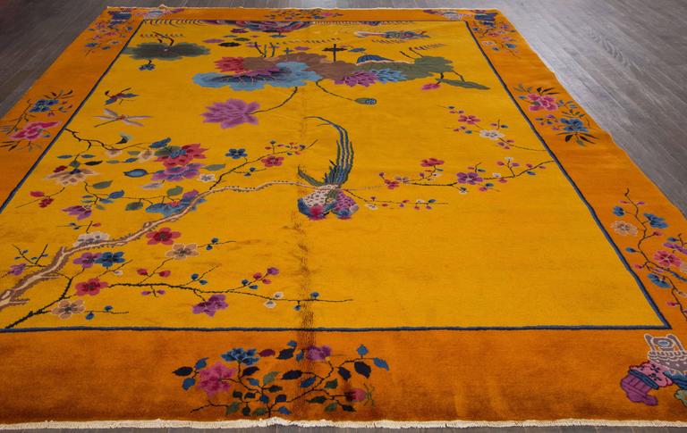 Yellow Chinese Art Deco Rug at 1stDibs